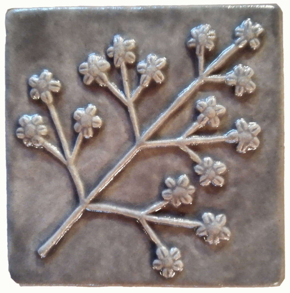 Delicate Floret 4"x4" Ceramic Handmade Tile | 4 Inch by 4 Inch Handmade ...