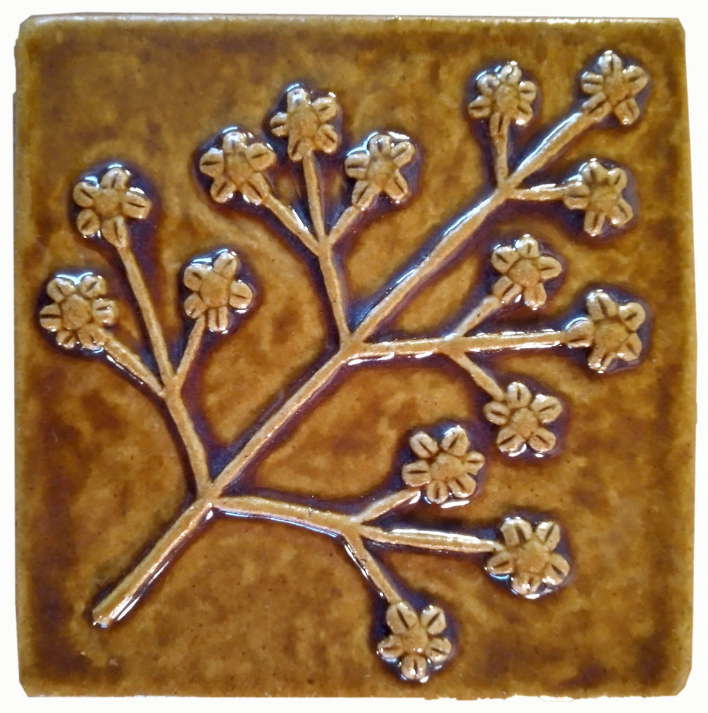 Delicate Floret 4"x4" Ceramic Handmade Tile | 4 Inch by 4 Inch Handmade ...