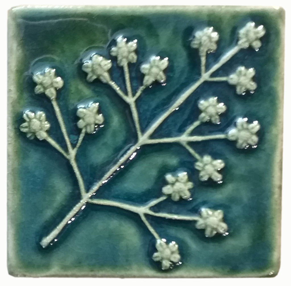 Delicate Floret 4"x4" Ceramic Handmade Tile | 4 Inch by 4 Inch Handmade ...