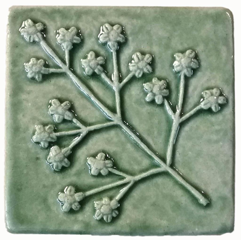 Delicate Floret 4"x4" Ceramic Handmade Tile | 4 Inch by 4 Inch Handmade ...