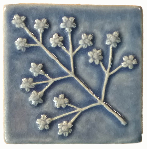 Delicate Floret 4"x4" Ceramic Handmade Tile | 4 Inch by 4 Inch Handmade ...