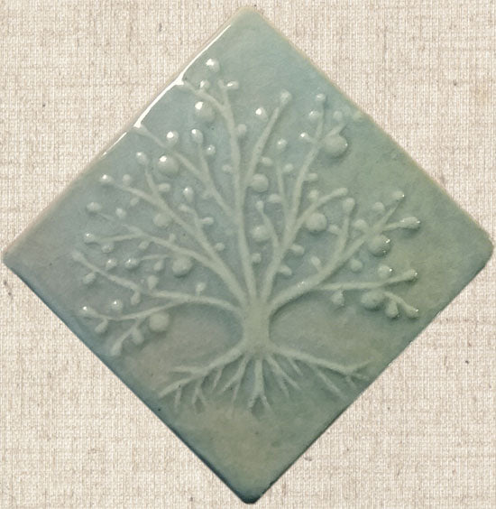 Diagonal Tree of Life 4"x4" Ceramic Handmade Tile | 4 Inch by 4 Inch ...