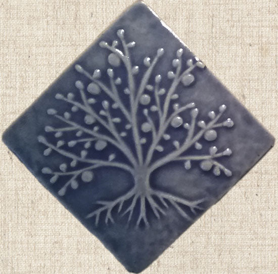 Diagonal Tree of Life 4"x4" Ceramic Handmade Tile | 4 Inch by 4 Inch ...