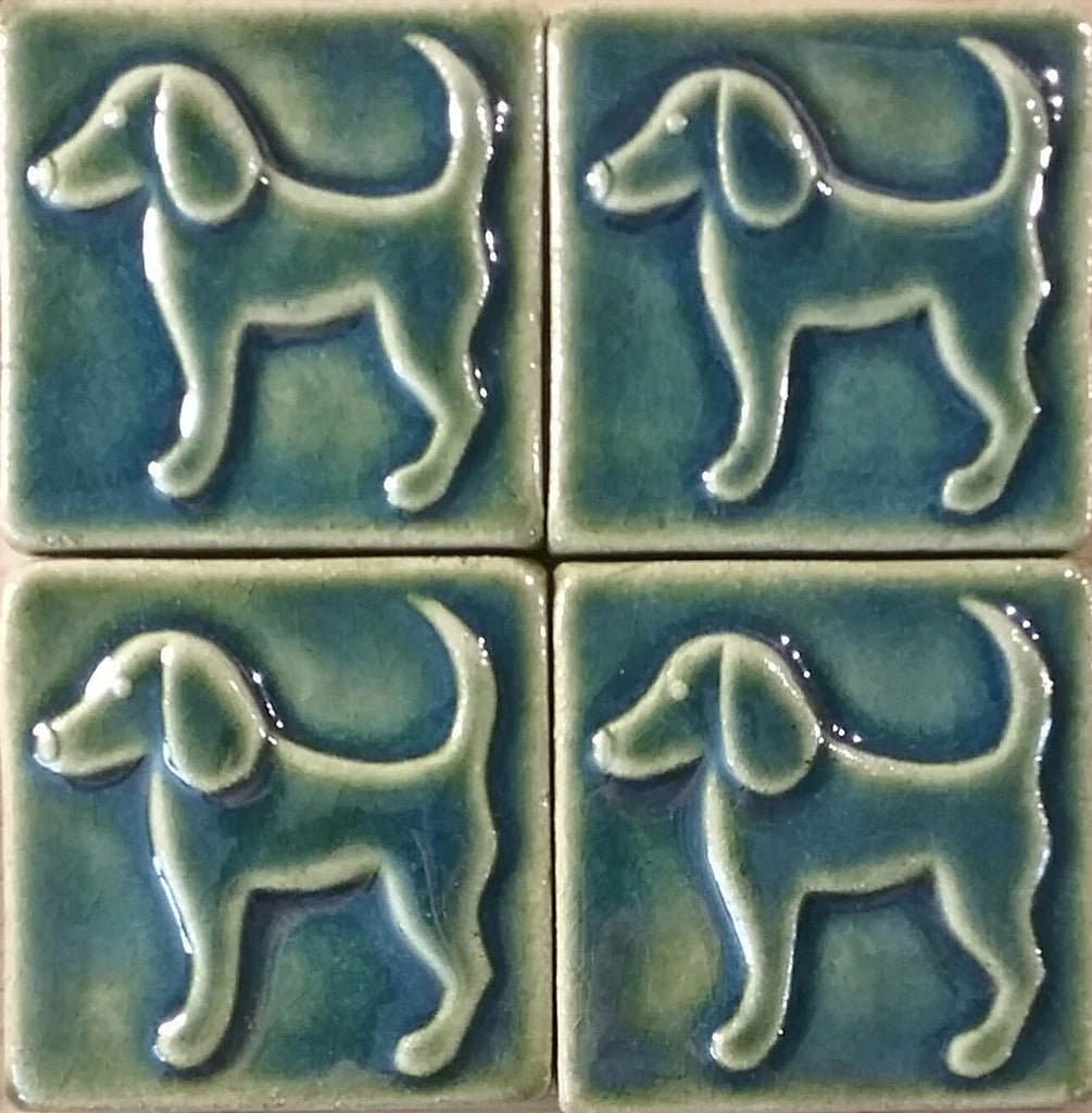Dog facing left 3"x3" Ceramic Handmade Tile | 3 Inch by 3 Inch Handmade ...