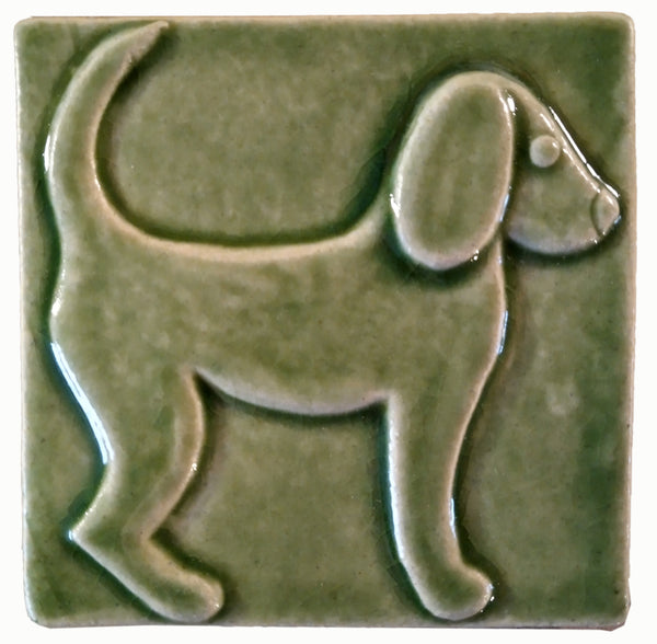 Dog 1 (facing right) 4"x4" Ceramic Handmade Tile | 4 Inch by 4 Inch ...