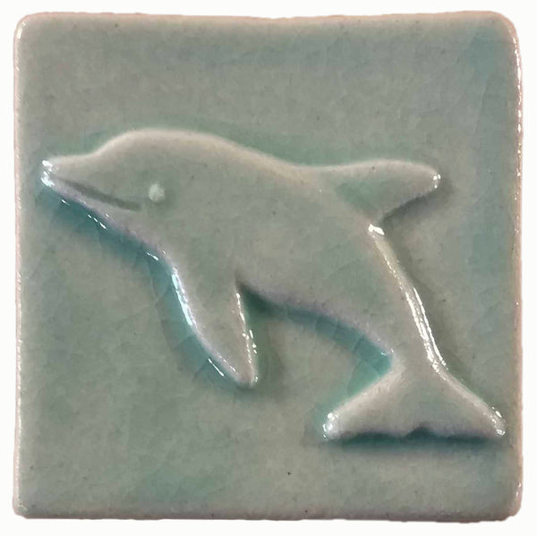 Dolphin 3"x3" Ceramic Handmade Tile | 3 Inch by 3 Inch Handmade Tiles