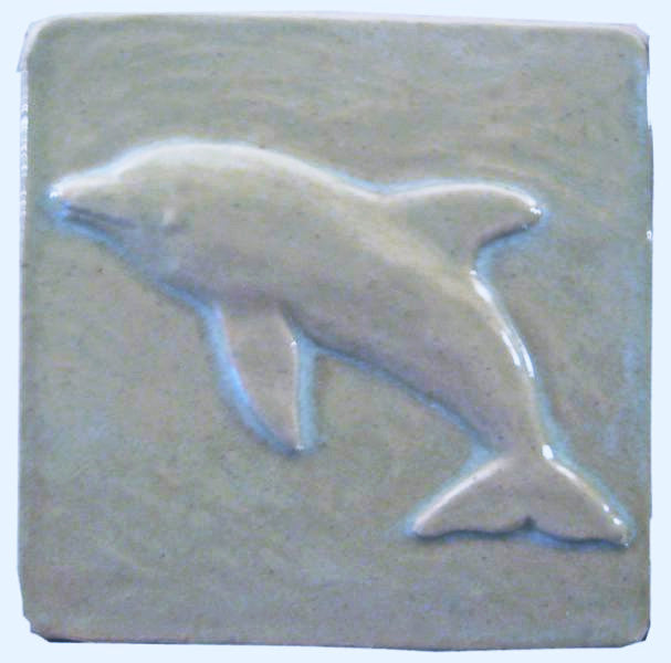 Dolphin 4"x4" Ceramic Handmade Tile | 4 Inch by 4 Inch Handmade Tiles
