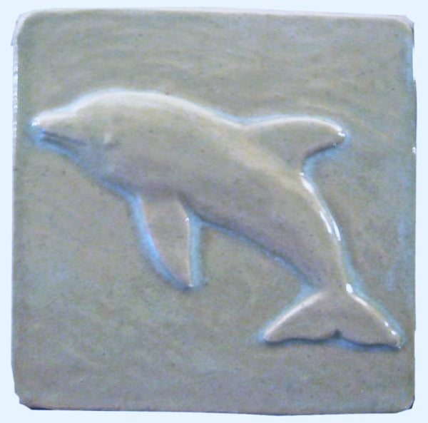 Dolphin 4"x4" Ceramic Handmade Tile | 4 Inch by 4 Inch Handmade Tiles