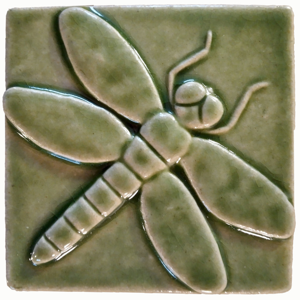 Dragonfly 4"x4" Ceramic Handmade Tile | 4 Inch by 4 Inch Handmade Tiles