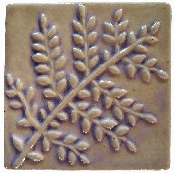 Fern 4"x4" Ceramic Handmade Tile | 4 Inch by 4 Inch Handmade Tiles