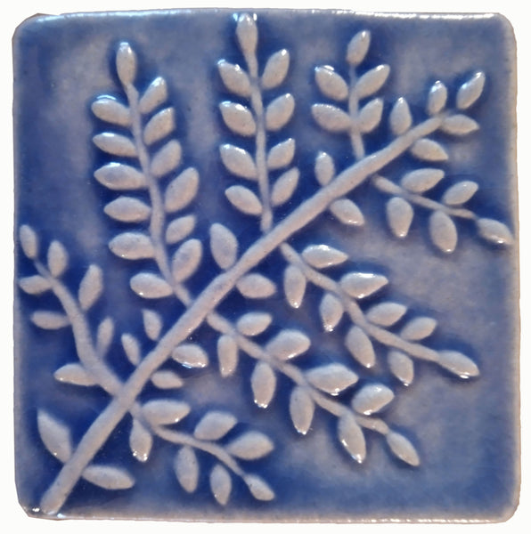 Fern 4"x4" Ceramic Handmade Tile | 4 Inch by 4 Inch Handmade Tiles