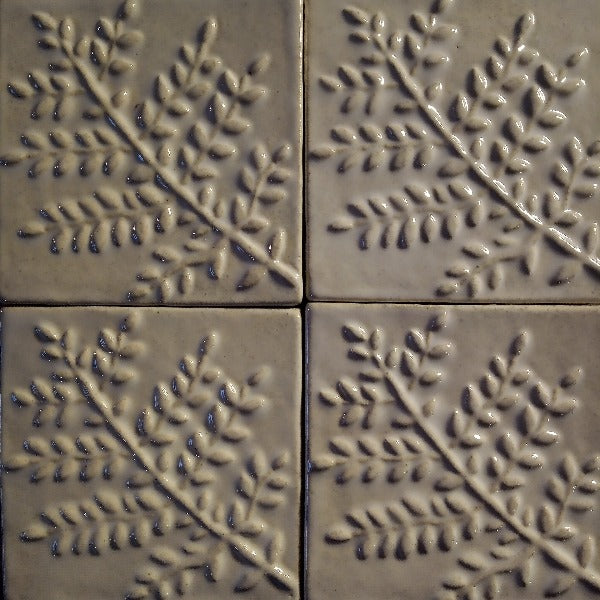 Fern 4"x4" Ceramic Handmade Tile | 4 Inch by 4 Inch Handmade Tiles