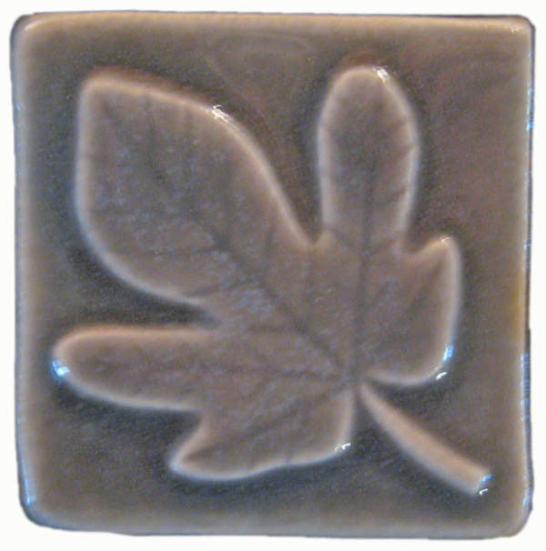 Fig Leaf 2"x2" Ceramic Handmade Tile | 2 Inch by 2 Inch Handmade Tiles