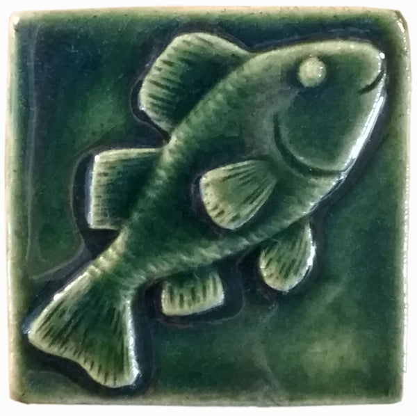 Fish 3"x3" Ceramic Handmade Tile | 3 Inch by 3 Inch Handmade Tiles