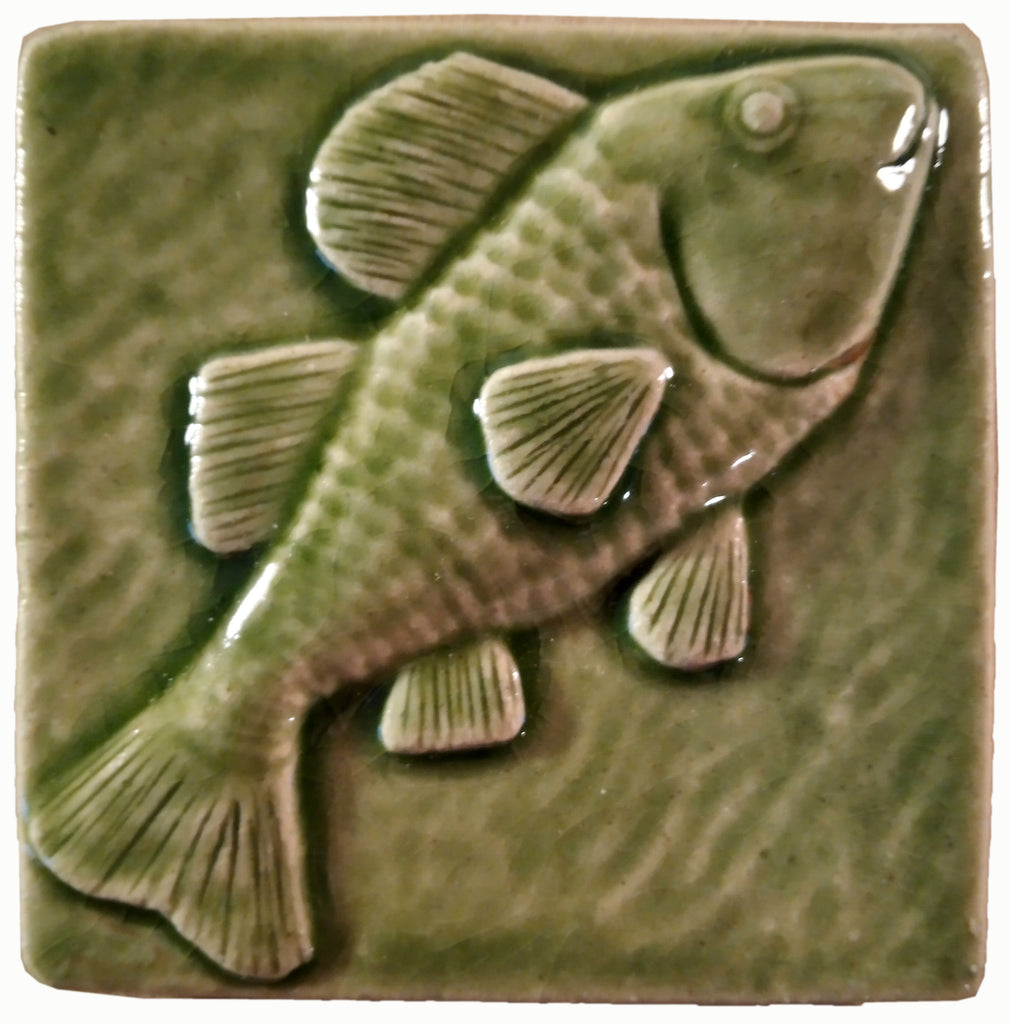 Fish 4"x4" Ceramic Handmade Tile | 4 Inch by 4 Inch Handmade Tiles