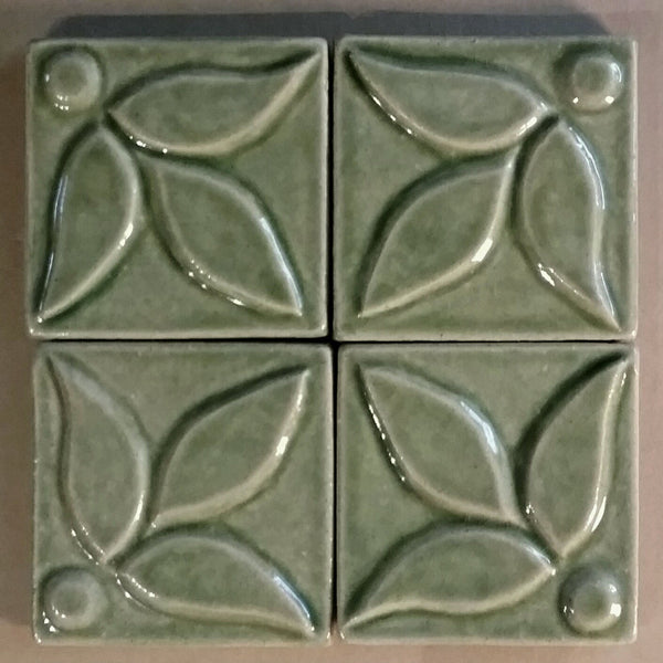 Fleur 3"x3" Ceramic Handmade Tile | 3 Inch by 3 Inch Handmade Tiles