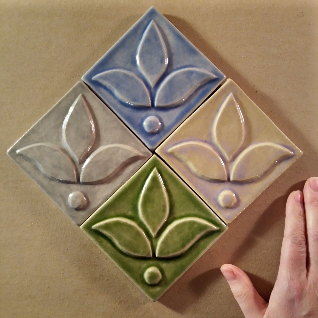 Fleur 4"x4" Ceramic Handmade Tile | 4 Inch by 4 Inch Handmade Tiles