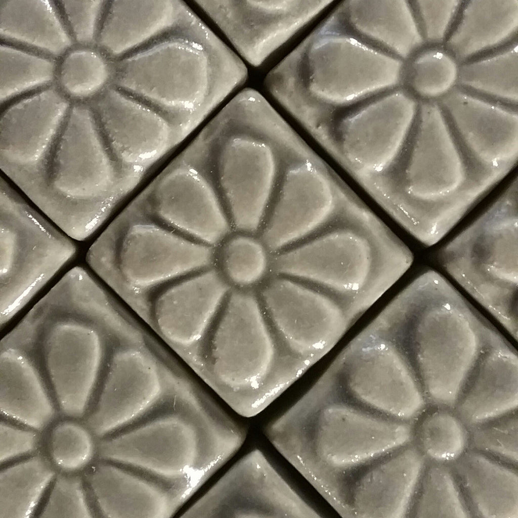 Flower 1"x1" Ceramic Handmade Tile | 1 Inch by 6 Inch Handmade Tiles