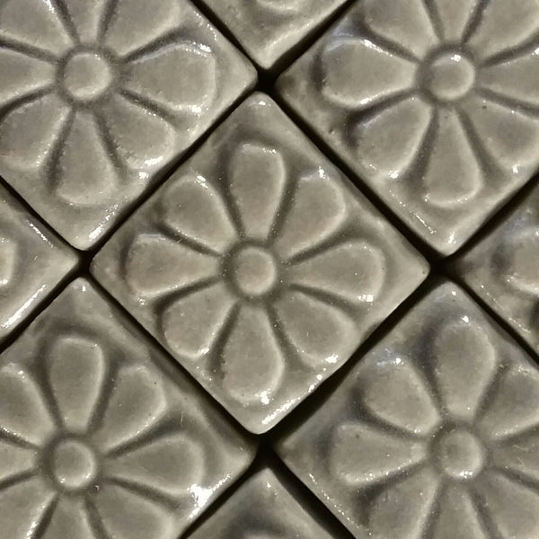 Flower 1"x1" Ceramic Handmade Tile | 1 Inch by 6 Inch Handmade Tiles