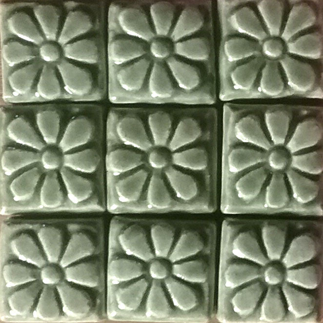 Flower 1"x1" Ceramic Handmade Tile | 1 Inch by 6 Inch Handmade Tiles