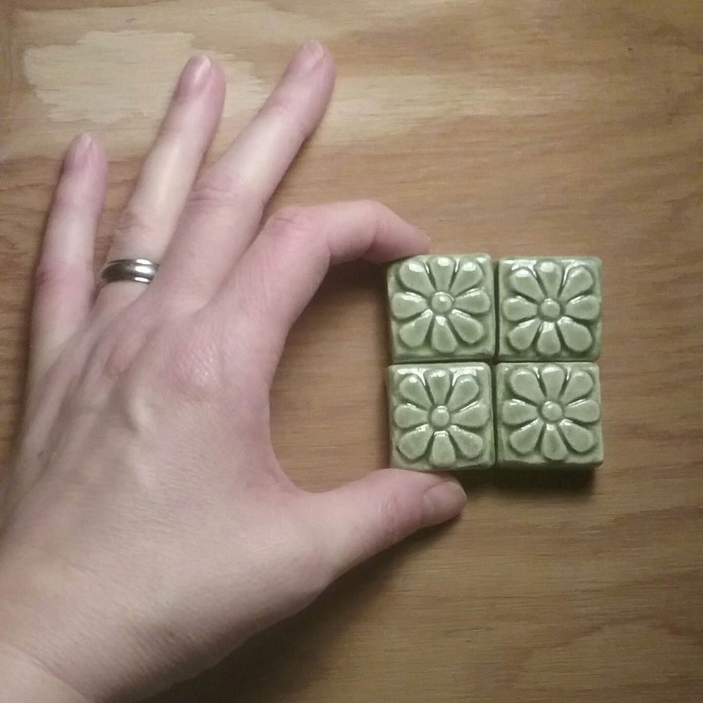 Flower 1"x1" Ceramic Handmade Tile | 1 Inch by 6 Inch Handmade Tiles