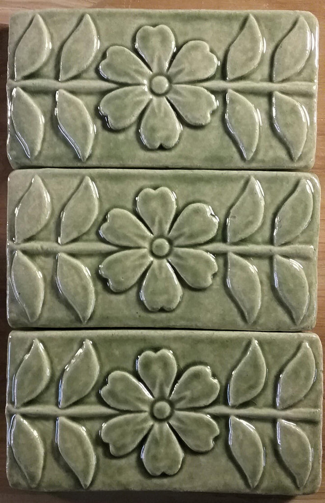 Flowering Vine 3"x6" Ceramic Handmade Tile | 3 Inch by 6 Inch Handmade ...