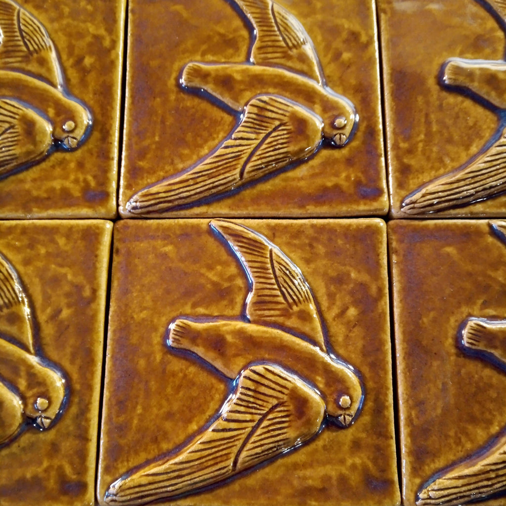 Flying Swift 4"x4" Ceramic Handmade Tile | 4 Inch by 4 Inch Handmade Tiles