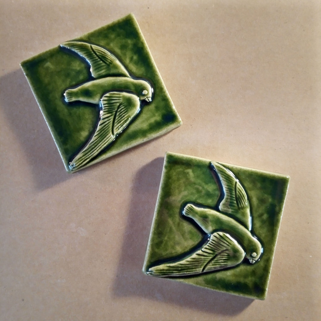 Flying Swift 4"x4" Ceramic Handmade Tile | 4 Inch by 4 Inch Handmade Tiles