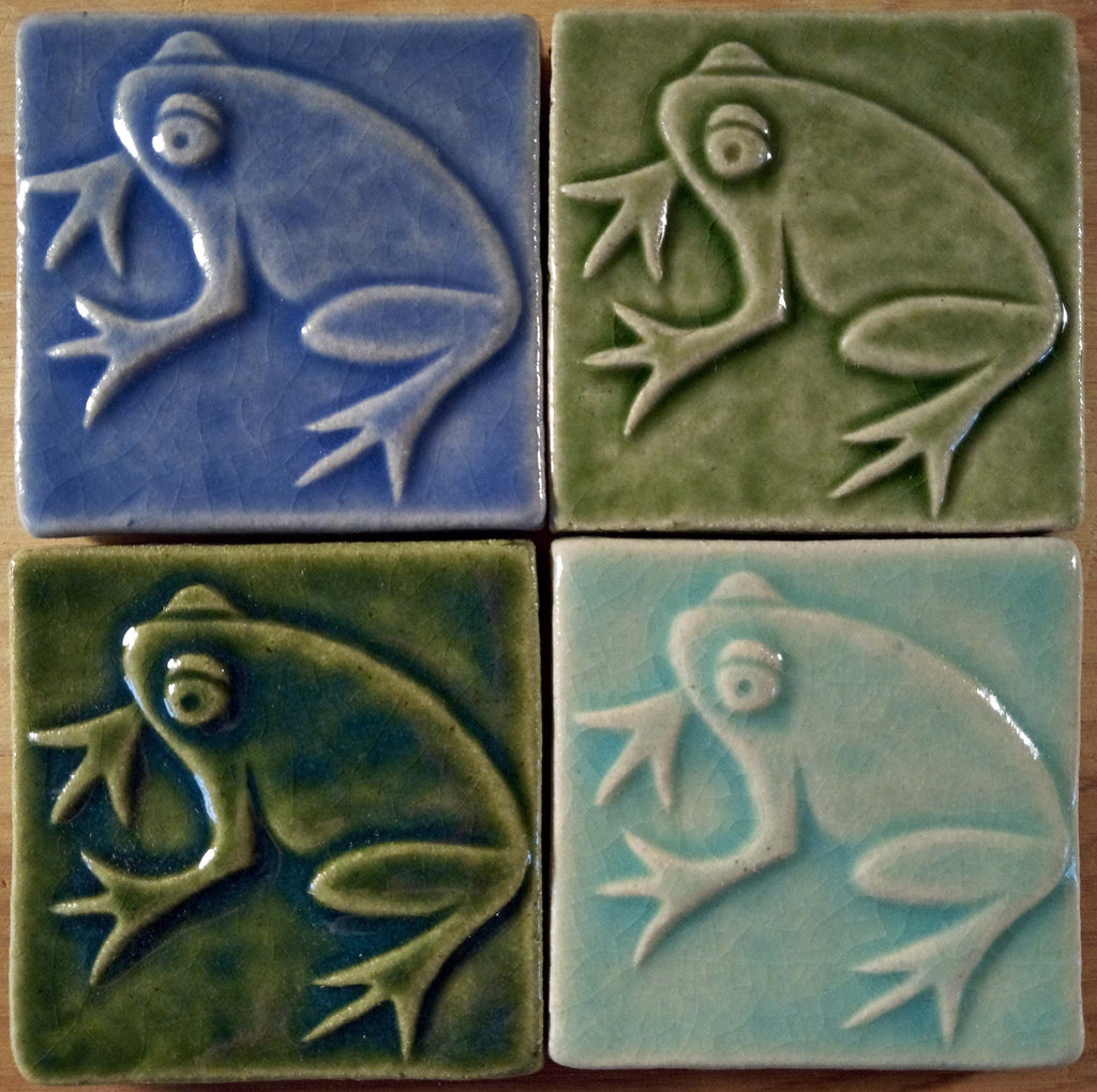 Frog 3"x3" Ceramic Handmade Tile | 3 Inch by 3 Inch Handmade Tiles