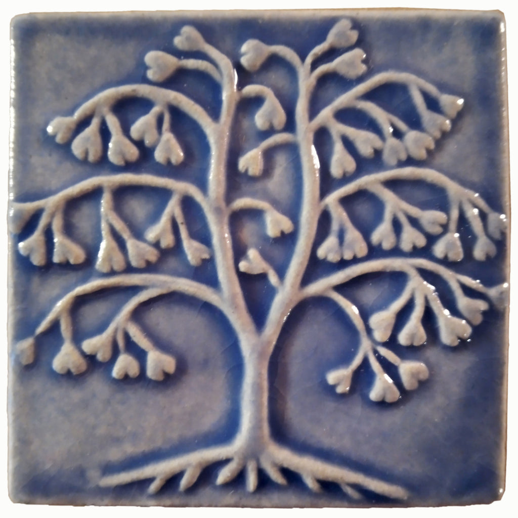 Ginkgo Tree 4"x4" Ceramic Handmade Tile | 4 Inch by 4 Inch Handmade Tiles
