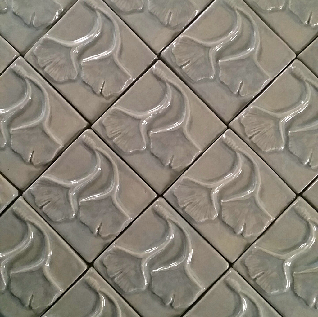 Double Ginkgo Leaf 3"x3" Ceramic Handmade Tile | 3 Inch by 3 Inch ...