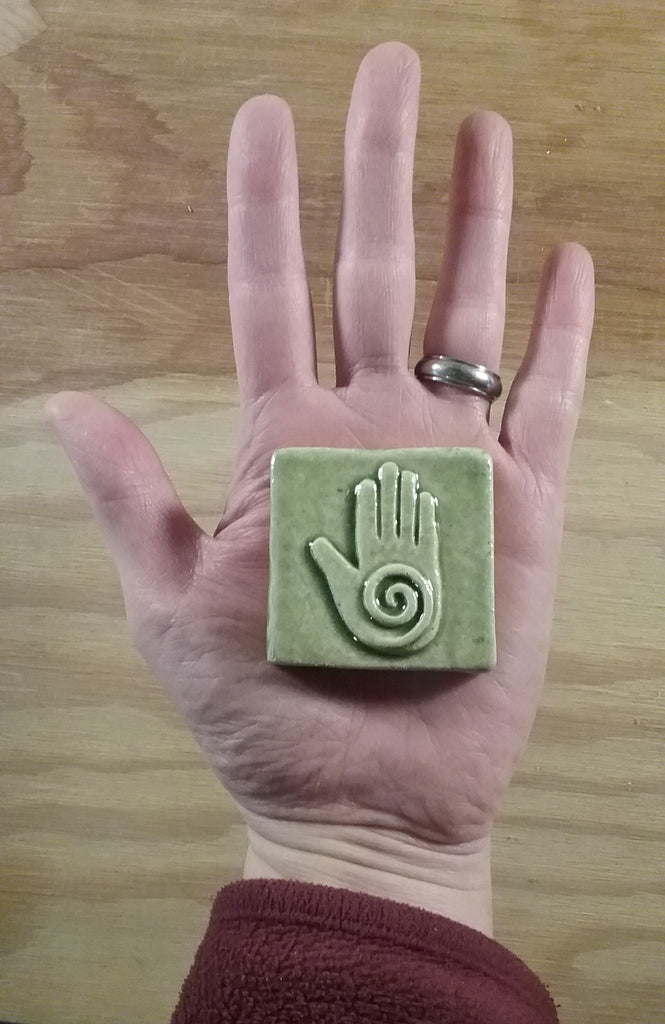 Healing Hand 2"x2" Ceramic Handmade Tile | 2 Inch by 2 Inch Handmade Tiles