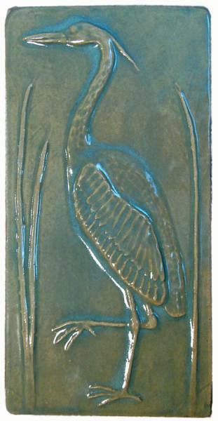 Heron 2 facing left 4"x8" Ceramic Handmade Tile | 4 Inch by 8 Inch ...