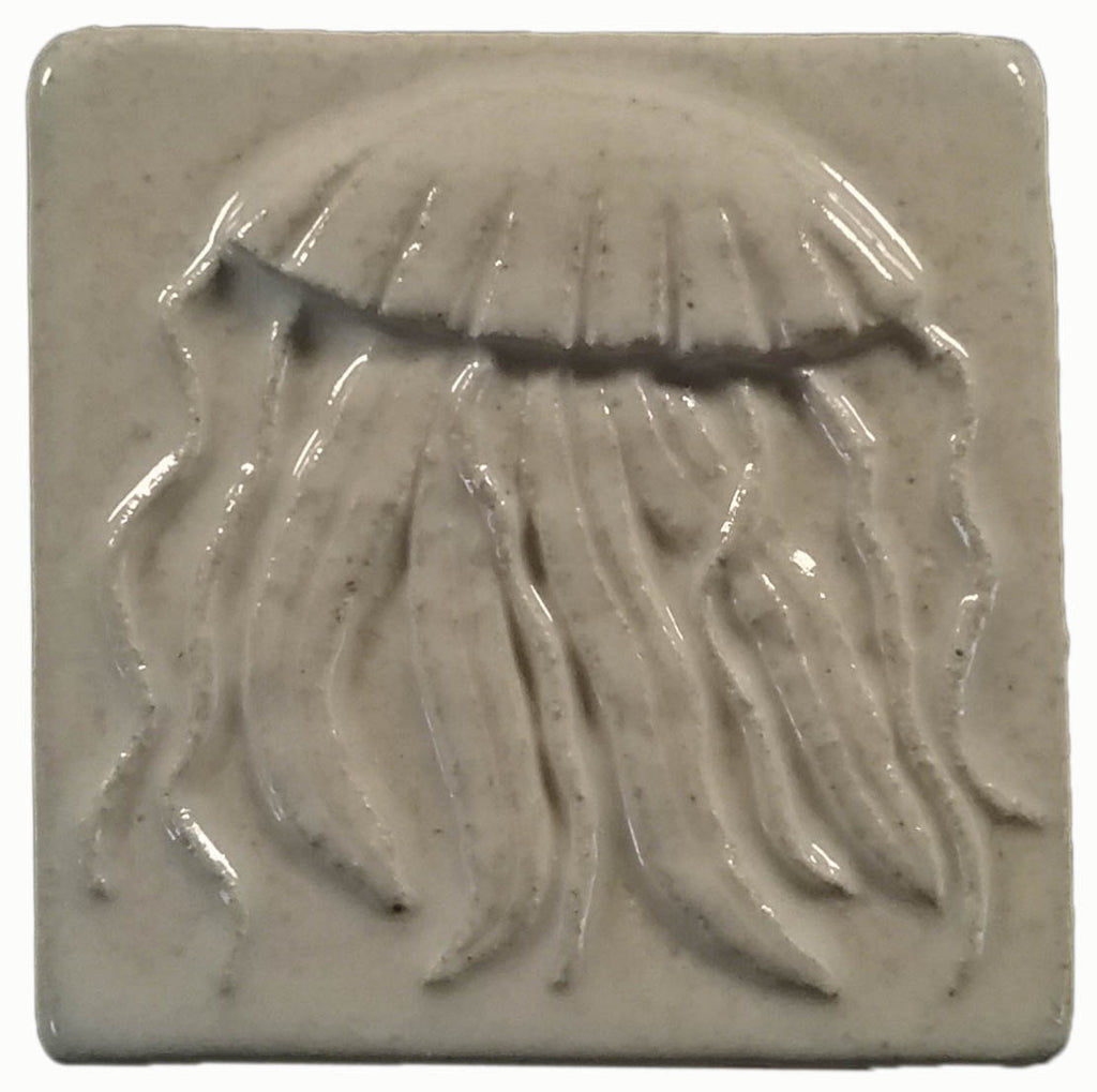 Jellyfish 3"x3" Ceramic Handmade Tile | 3 Inch by 3 Inch Handmade Tiles