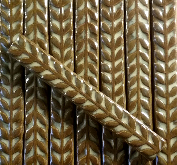 Leaves 1"x8" Border Ceramic Handmade Tile | Geometric Handmade Tiles