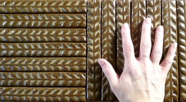 Leaves 1"x8" Border Ceramic Handmade Tile | Geometric Handmade Tiles