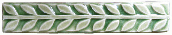 Leaves 1"x6" Border Ceramic Handmade Tile | 1 Inch by 6 Inch Handmade Tiles