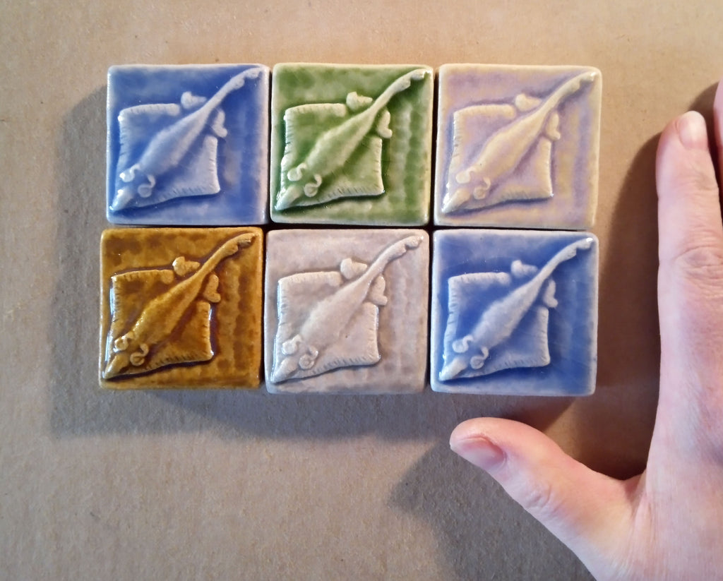 Manta Ray 2"x2" Ceramic Handmade Tile | 2 Inch by 2 Inch Handmade Tiles