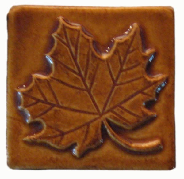 Maple Leaf 3"x3" Ceramic Handmade Tile | 3 Inch by 3 Inch Handmade Tiles
