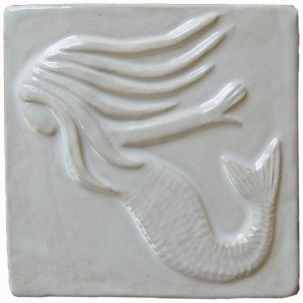 Mermaid 4"x4" Ceramic Handmade Tile | 4 Inch by 4 Inch Handmade Tiles