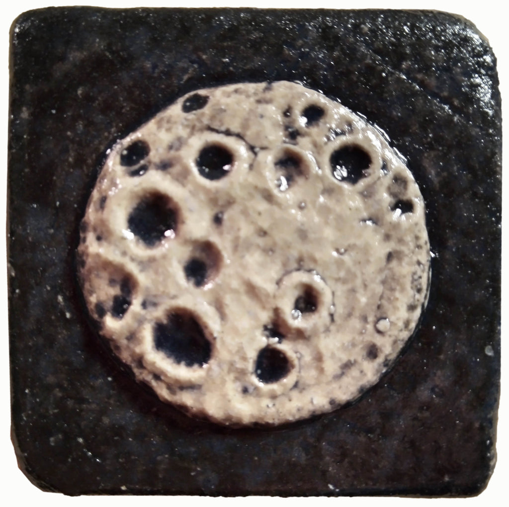 Moon-full 2"x2" Ceramic Handmade Tile | 2 Inch by 2 Inch Handmade Tiles