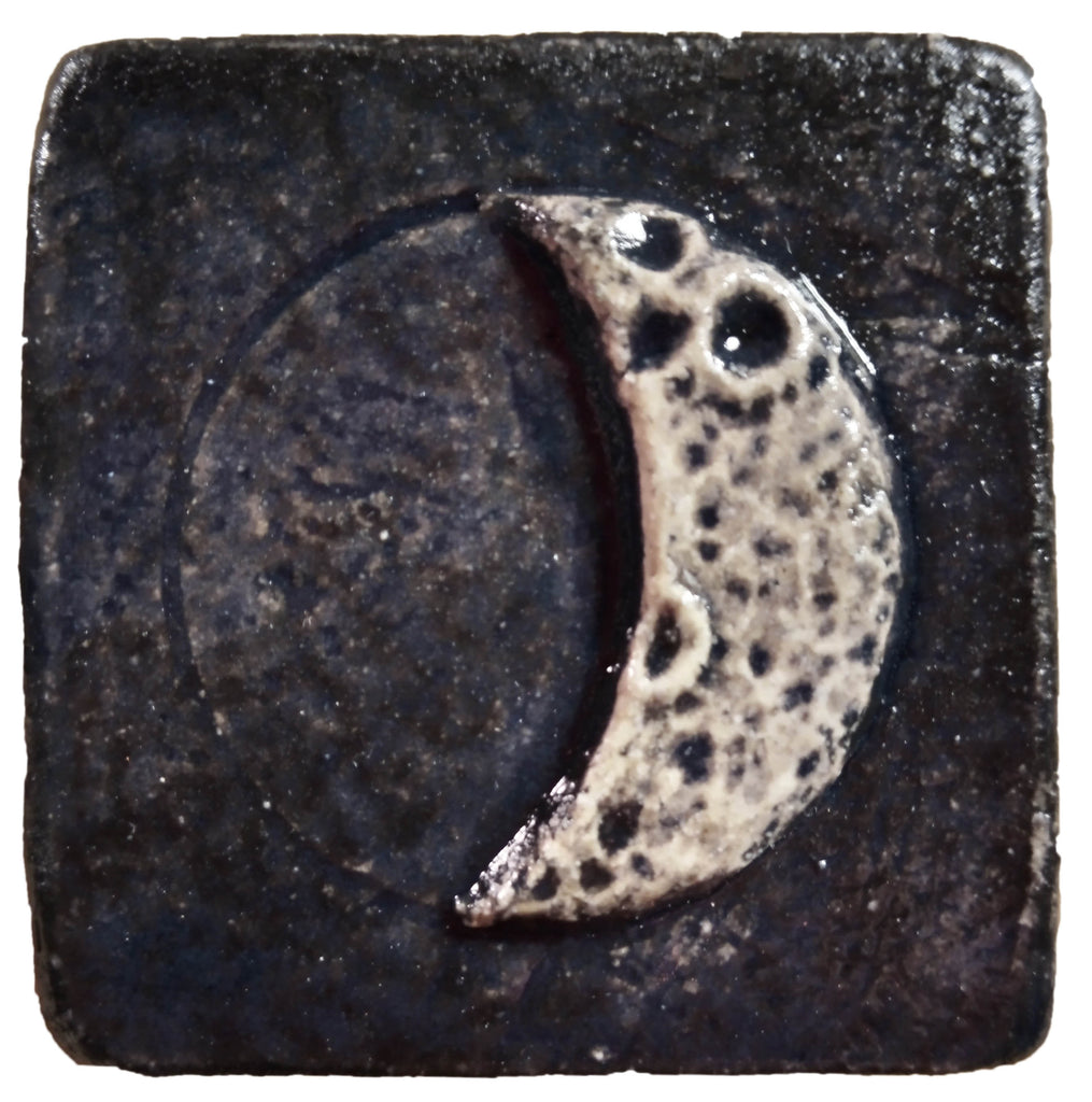 Moon-Waxing Crescent 2"x2" Ceramic Handmade Tile | 2 Inch by 2 Inch ...