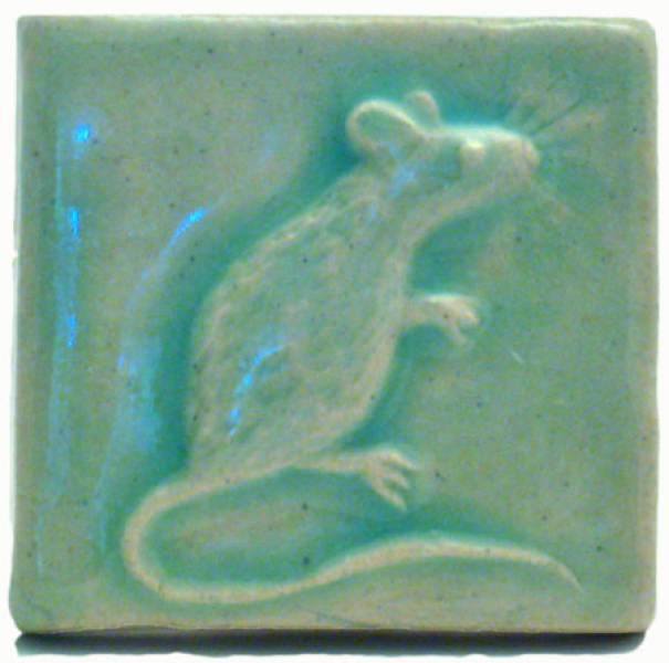 Mouse 2"x2" Ceramic Handmade Tile | 2 Inch by 2 Inch Handmade Tiles