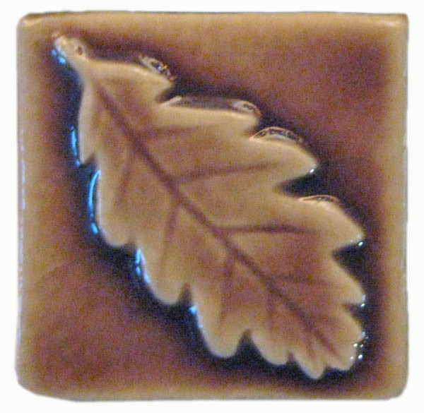 Oak Leaf 2"x2" Ceramic Handmade Tile | 2 Inch by 2 Inch Handmade Tiles