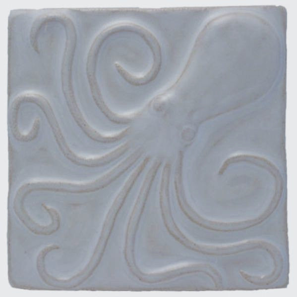 Octopus 4"x4" Ceramic Handmade Tile | 4 Inch by 4 Inch Handmade Tiles