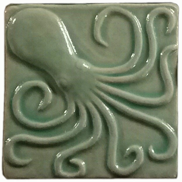 Octopus 4"x4" Ceramic Handmade Tile | 4 Inch by 4 Inch Handmade Tiles