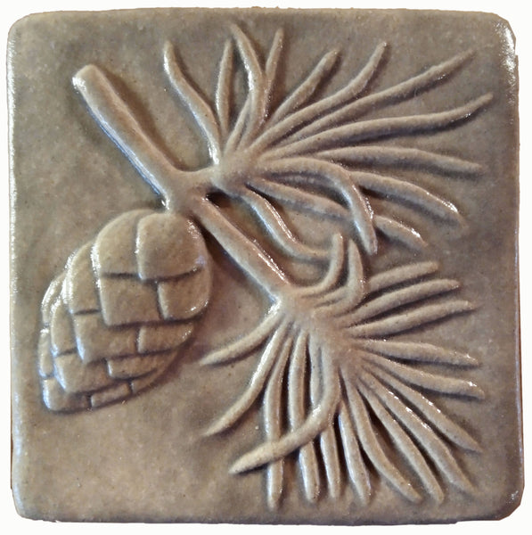 Pine 4"x4" Ceramic Handmade Tile | 4 Inch by 4 Inch Handmade Tiles