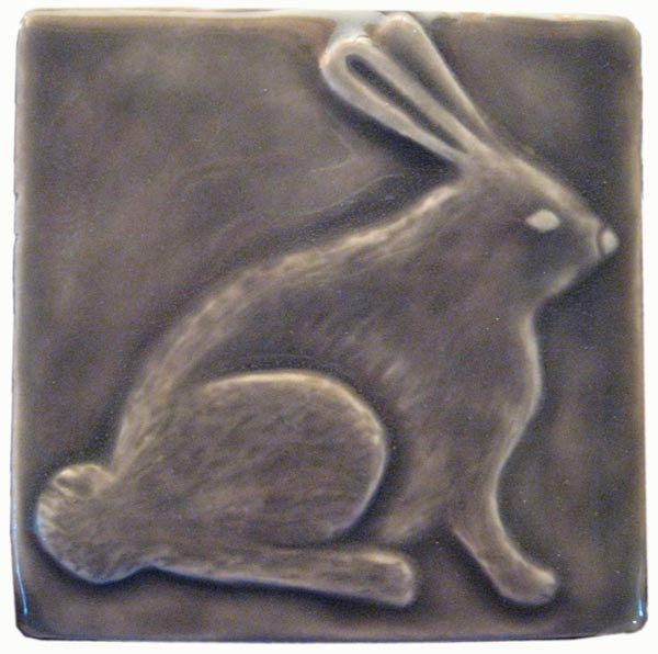 Rabbit 4"x4" Ceramic Handmade Tile | 4 Inch by 4 Inch Handmade Tiles