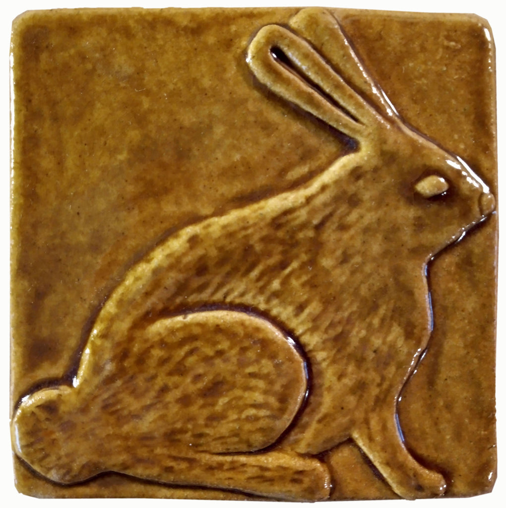 Rabbit 4"x4" Ceramic Handmade Tile | 4 Inch by 4 Inch Handmade Tiles