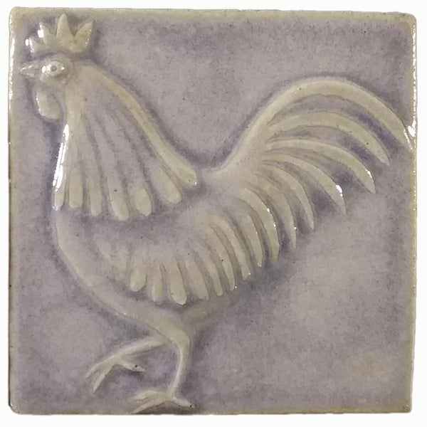 Rooster 4"x4" Ceramic Handmade Tile | 4 Inch by 4 Inch Handmade Tiles
